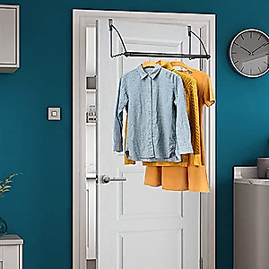 HOLDN’ STORAGE Over The Door Hanger - Door Rack Hangers for Clothes - Bathroom Over Door Hanger for Hanging Clothes & Towels - Over The Door Clothes Drying Rack, Black