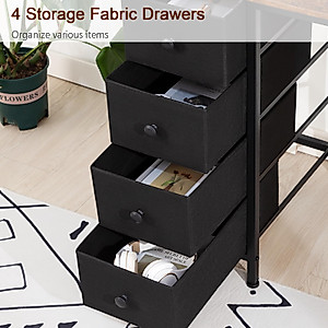 LOAKEKEL 55 Inch Desk with Drawers, Gaming Desk with LED Light & Power Outlets, Computer Desk with Monitor Stand, Writing Desk with Headphone Hook for Home Office, Bedroom, Brown, HGD14BR