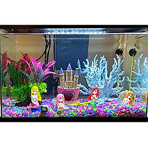 Kooterfun Mermaid's Castle Fish Tank Decorations-28pack Include Castle Hideout, Faux Coral,Starfish and Artificial Plastic Plants Aquarium Décor Accessories for All Fish-Pink