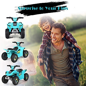 HONEY JOY Ride On ATV, 6V Mini Off-Road Battery Powered Motorized Quad for Kids, 2 Speeds, Anti-Slip Wheels, RWD 4-Wheeler Electric Ride On Toy Car for Toddlers (Blue)