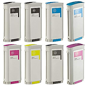 LKB 8PK Compatible HP70 Ink Cartridge Replacement with 130ML Use with HP Designjet Z2100 Z5200 Z3200 Z3100 Z5400 (8 Pack HP70) –US