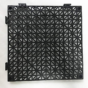 12 Pack Modular Interlocking Cushion 11.5" x 11.5" Mat Floor Tile Mats Drain Pool Patio Balcony Yard Pet Area Washer Pad(Black)