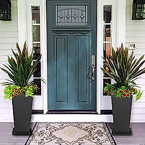 Elevens Tall Planters 30 Inch Tapered Square Planters Garden Flower Pots,Large Planter for Patio,Indoor/Outdoor Planter with Tray Black-2 Pack