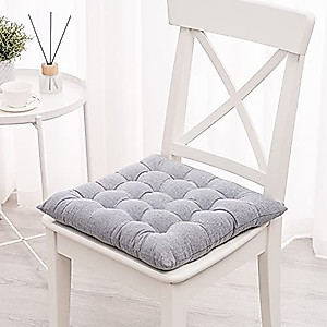 RECYCO Chair Cushions for Dining Chairs 4 Pack, Square Thick Chair Pads with Ties Non Slip, Soft and Comfortable Seat Cushion for Kitchen Dining Office Chair, 15.7" x 15.7", Gray