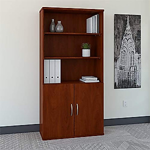 Bush Business Furniture Series C 36W 5 Shelf Bookcase with Doors in Hansen Cherry