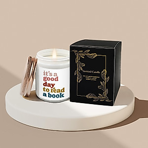 Qvapt Lavender Candle - Eco-Friendly Soy Wax, 8 oz Jar, 40 Hours Burn Time, Gift for Book Lovers, Relaxation & Aromatherapy