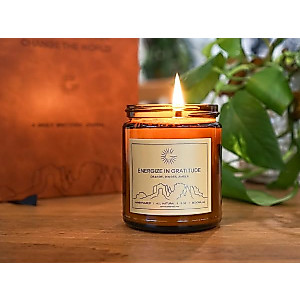 Energize in Gratitude - 8 oz Natural Soy Candle with Orange, Ginger, and Amber Fragrances - Perfect Thank You Gift for Women & Men, Long-Lasting Aromatherapy Candle