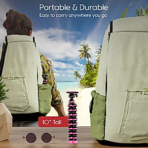 TALK WORKS Flexible Tripod for iPhone, Android, Camera - Bendable Legs, Adjustable Stand Holder with Mini Wireless Remote for Selfies, Vlogging, Beauty/Makeup, Live Streaming/Recording - Pink