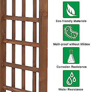 Yone jx je 85Inch Wooden Fir Garden Arbor with Trellis, Decoration Outdoor Rose Arbor with Metal Connection for Climbing Plants, Wedding Arch for Ceremony, Bridal Party, Archway, Lawn, Patio