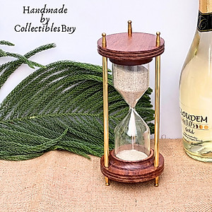 Handcrafted Unique Look Both Side Wooden Base Nautical Brass Tabletop Hourglass Marine Decorative Sand Timer Collectible Item