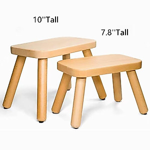 KVIPY Wood Stool Step, Solid Hard Seat Stool with Non-Slip Feet, 10 Inch Doorway Shoe Changing Stool for Bathroom, Living Room, Bedroom, Laundry Room, Garden