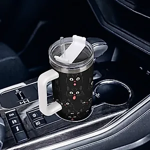 Black Cat 40OZ Tumbler Stainless Steel Travel Mug Water Bottle Car Cup Tea Cups with Lid White-style