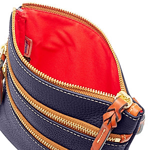 Dooney & Bourke Handbag, Pebble Grain Triple Zip Crossbody - Blue