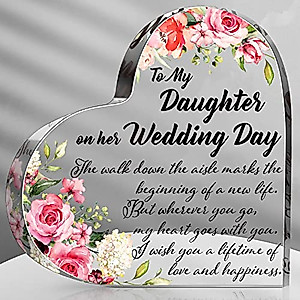 Daughter Wedding Gift from Mom Dad Bride Gifts for Wedding Day Wedding Gift for Daughter Mother of the Bride Gifts Wedding Keepsake Gifts to My Daughter on Her Wedding Day Acrylic Heart Wedding Gifts