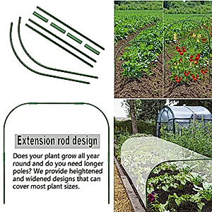 NZXVSE 6pcs Garden Hoops for Row Cover, 34.6x36 Inch Greenhouse Frame Tunnel Hoop, Steel Rust-Free Grow with Plastic Coated Support Frame, Dia 11mm Green