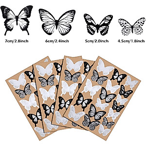 HZMM 72 Pcs 3D Butterfly Wall Stickers, Waterproof PVC, Black & White, Removable Paper Decals with Sticky Dots for Window, Furniture, Wedding, Baby Kids Bedroom Christmas DIY Decor