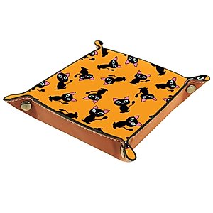 Feichanghao Cute Black Cat Dice Tray Dice Rolling Tray Holder Storage Box Dice Tray for RPG DND Table Games Dice Tray