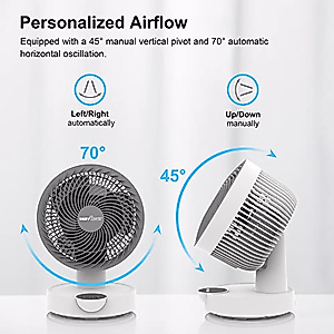 BUSYPIGGY Air Circulation Fan- 8 Inch Desk Fan, Portable Small Fan with 3-Speed Adjustable, Personal Desktop Fan can be Timed, Oscillating Fan with Hook and Remote Control Suitable For Most Scenes