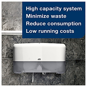 Tork Mini Jumbo Toilet Paper Roll White T2, Advanced, 2-Ply, 12 x 751', 12024402