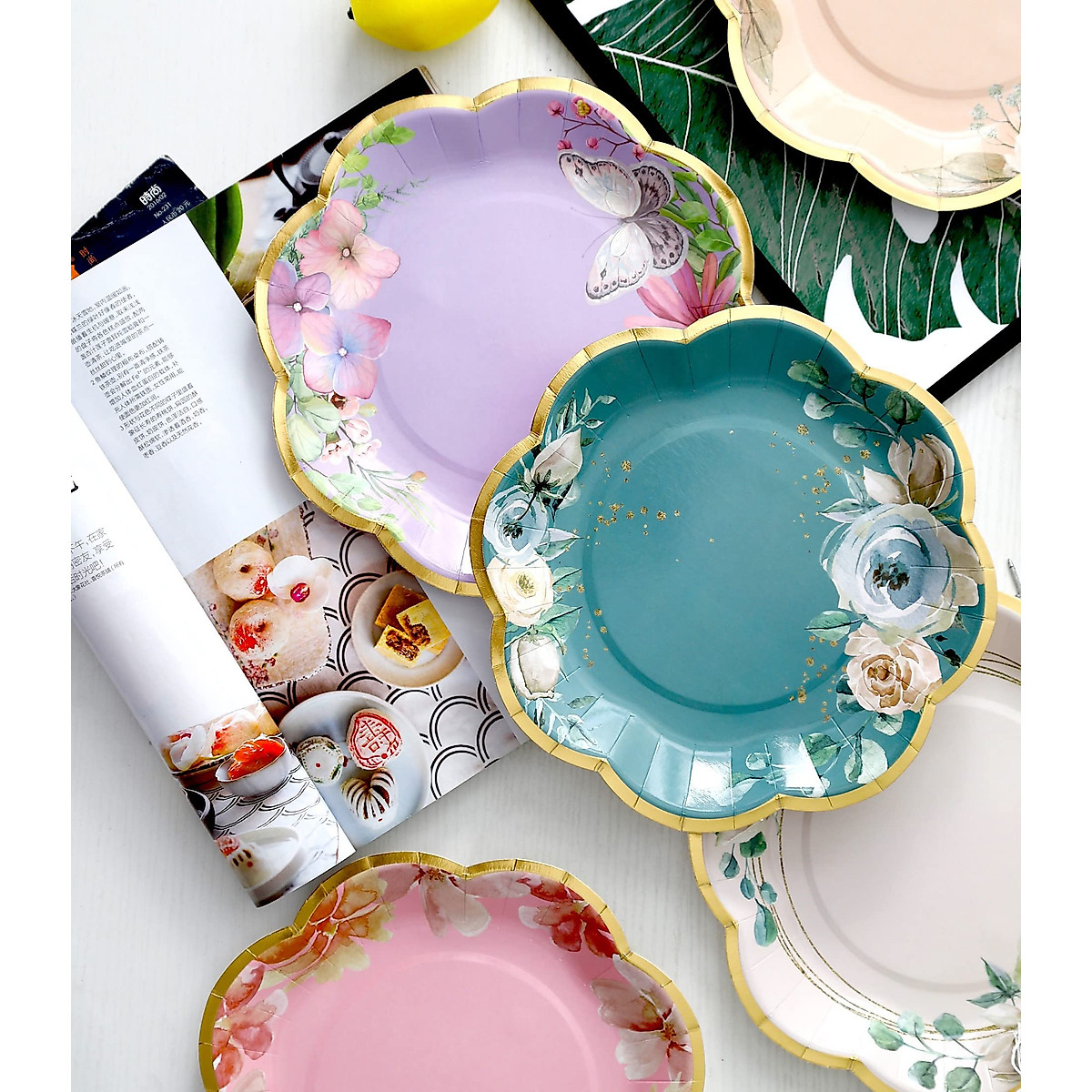 Winoo Design Floral Paper Plates - 48 PK - 9 Inches Floral Plates Floral Party Plates Floral Disposable Plates for Tea Party Baby Shower Brial Shower Birthday Wedding