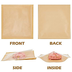 Ocmoiy 100ct Heat-Sealable Bakery Bags with Window for Cookies Packaging, 7.1x7.5 Inches Clear Front Paper Treat bags Donut Bags To go, Grease-Resistant Paper Egg Sandwich Bags (100)