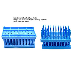 EISCO (Pack of 2) Blue Plastic Peg Drying Rack Holds 50 16mm Test Tubes