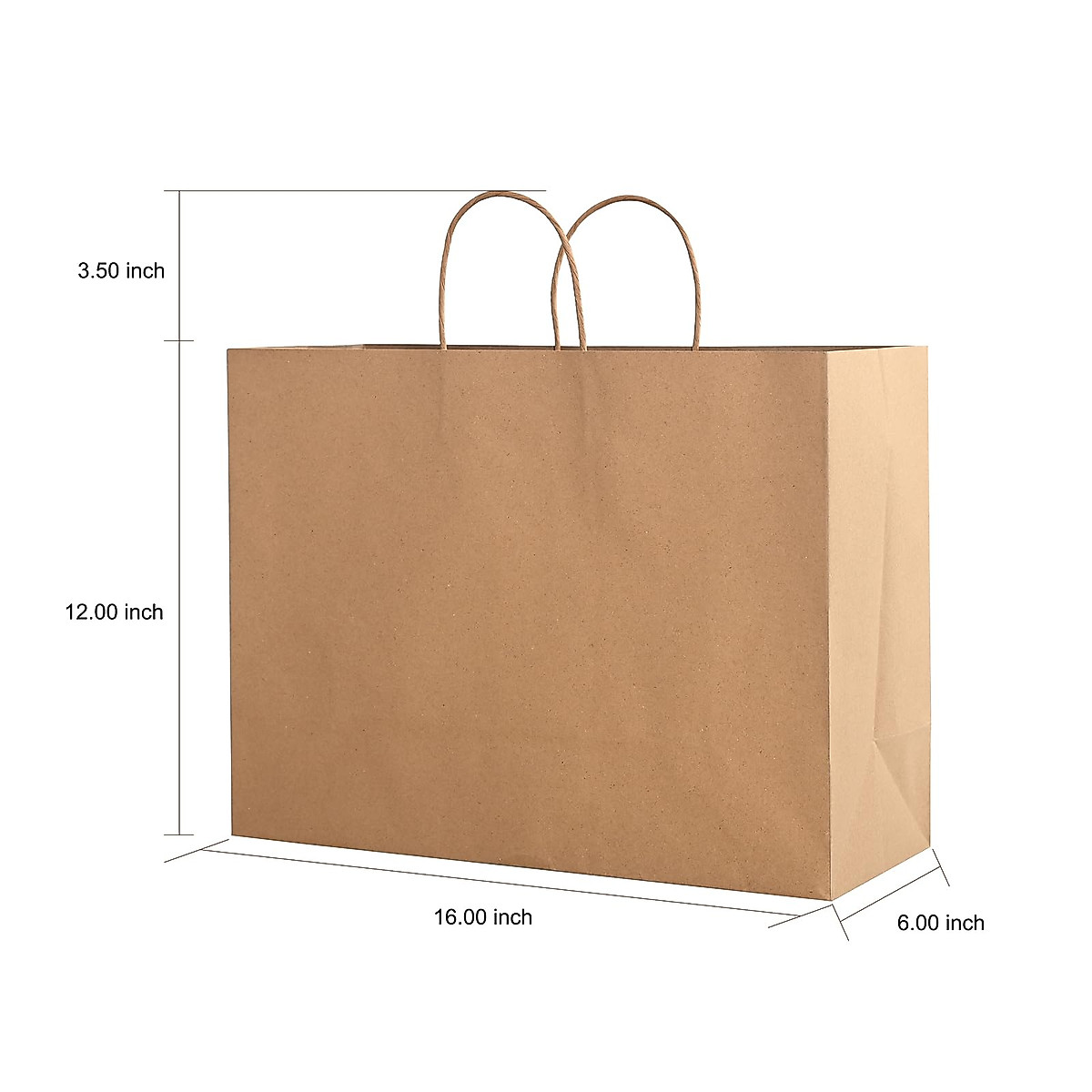Brothersbox Large Brown Paper Bags with Handles 50PCS Kraft Gift Bags Bulk, 16 * 6 * 12 Inch for Birthday Party Grocery Retail Shopping Business