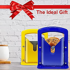 Slyce - Bagel Slicer, Bagel Cutter with Safety Shield and Safe Grip, Bagel Holder for Cutting Large and Small Bagels, Stainless Steel Blade (Blue)