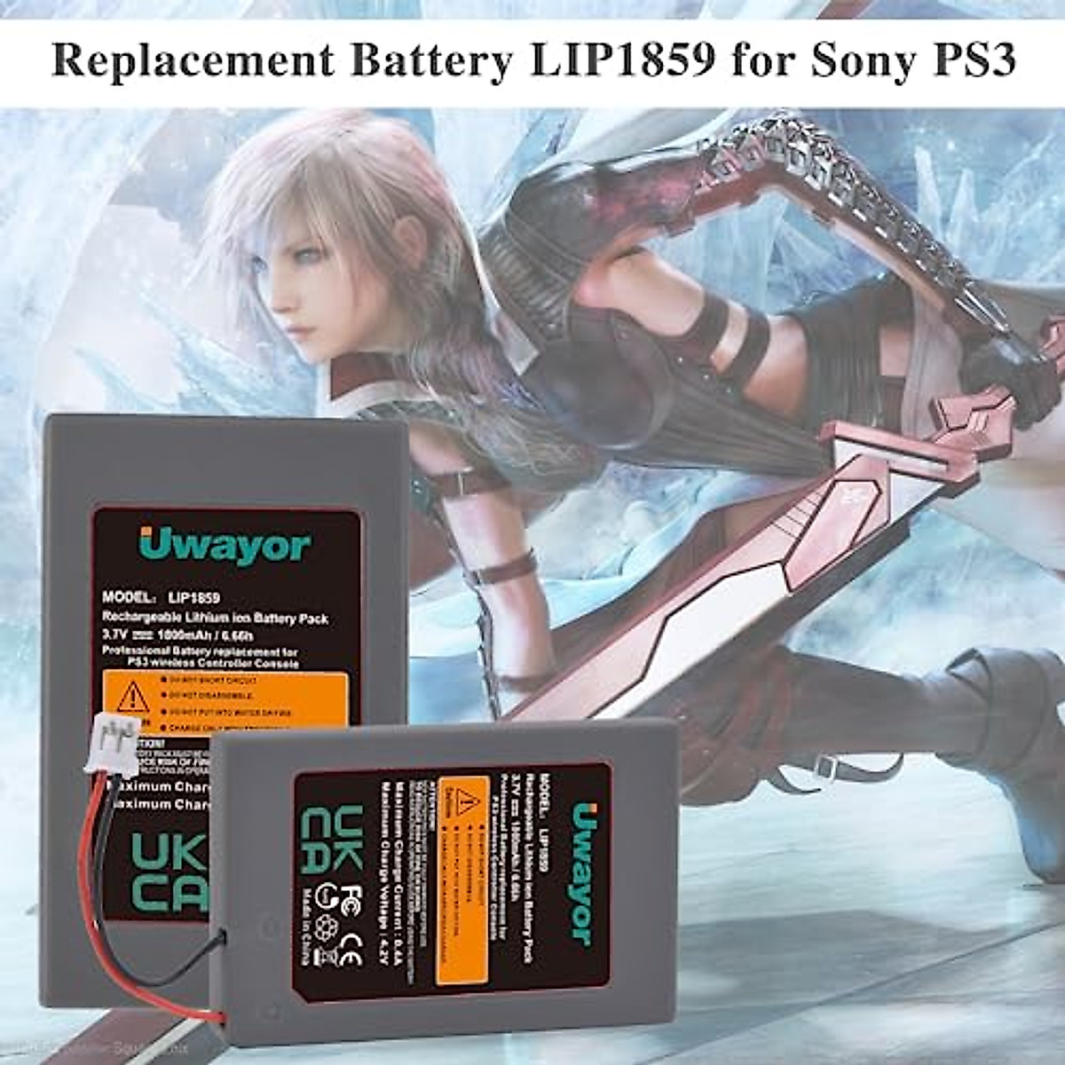 Uwayor 2 Pack PS3 Battery for Sony Playstation 3 PS3 Dualshock 3 Controller CECHZC2E CECHZC2U, 1800mAh LIP1859 Replacement Battery with Installation Tools