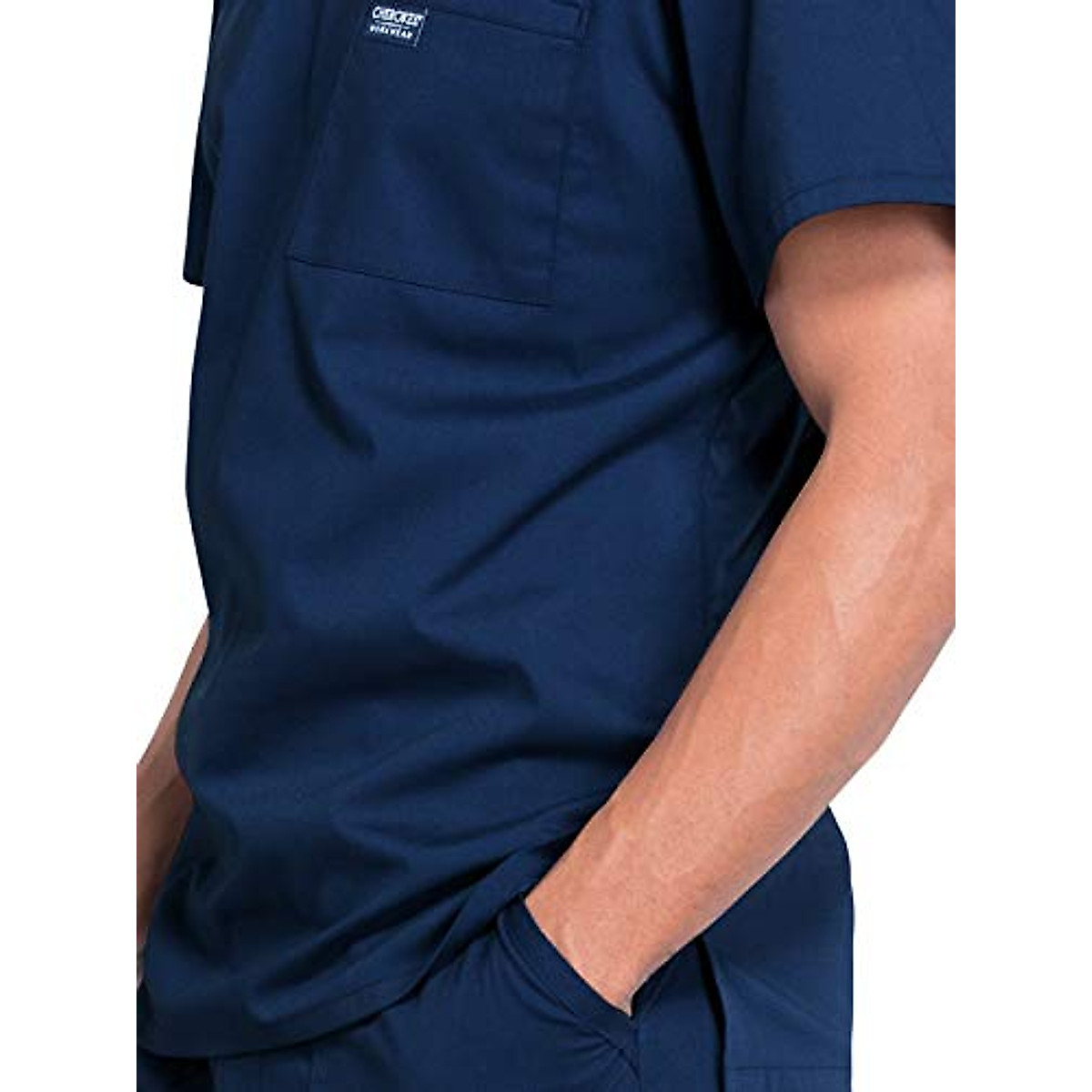 Cherokee Scrubs for Men V-Neck Top, Workwear Professionals Soft Stretch WW675, L, Navy