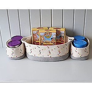 Set of 3 Small Woven Baskets | Nursery Basket Organizers and Storage | Nursery Basket for Dog Toy Basket | Cute Basket for Small Storage | Rope Nursery Storage Basket