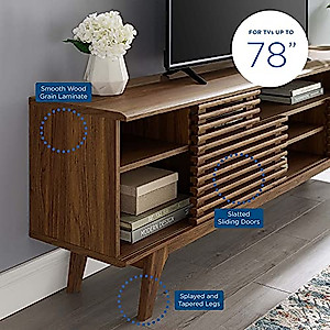 Modway Render 71" Mid-Century Modern Low Profile Media Console TV Stand, 71 Inch, Walnut