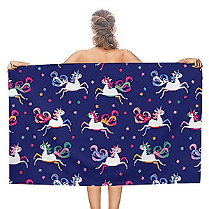 My Little Nest Bath Towels Soft Absorbent Bathroom Towel Colorful Unicorns Quick Dry Bath Towel Large Shower Towels Lightweight Hand Towels 31" x 51"