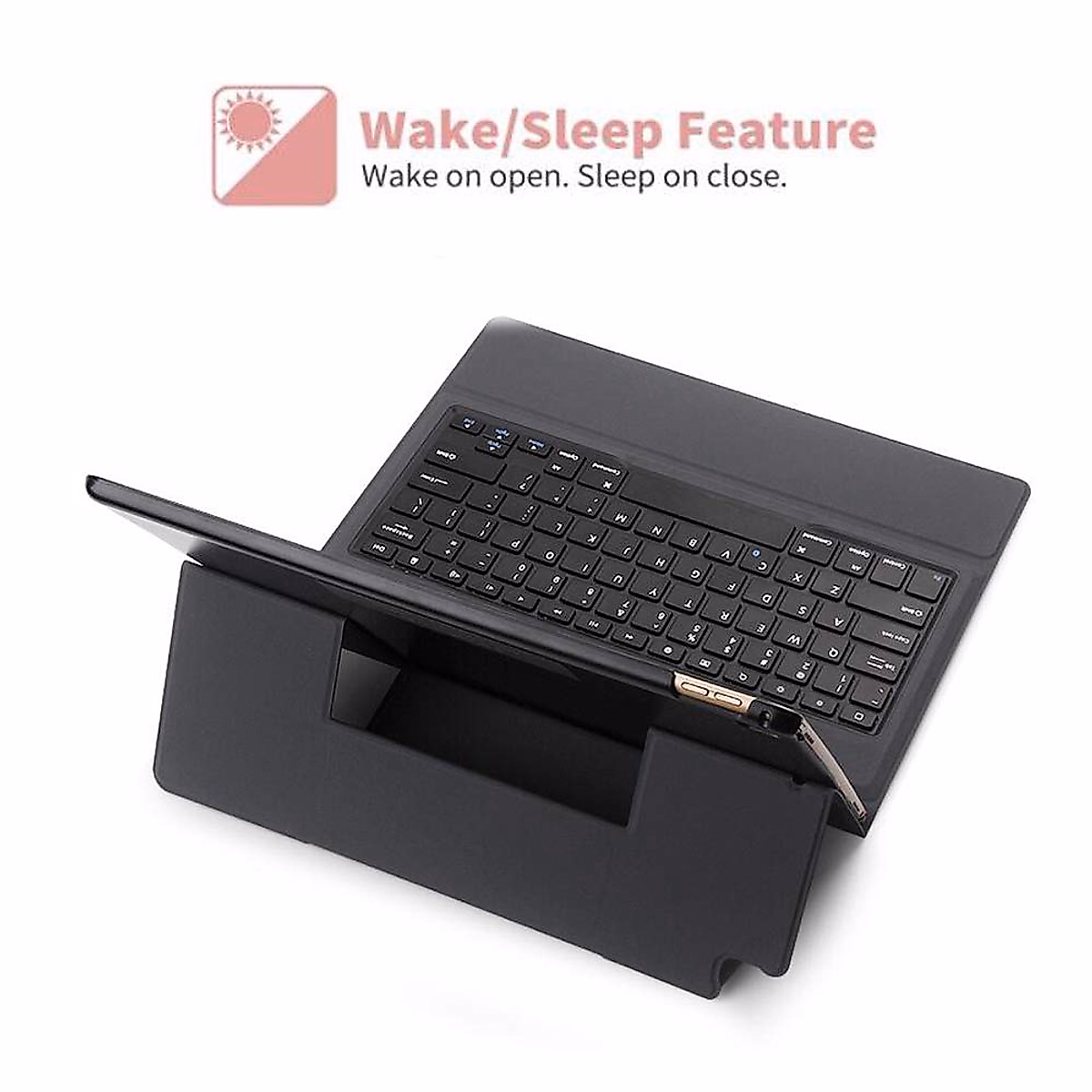 casefromme for iPad Pro 12.9 Keyboard Case,Slim Lightweigh Folio Shell Protective Stand Leather Cover for iPad Pro 12.9 inch 1st & 2nd Generation（2015 & 2017 Black