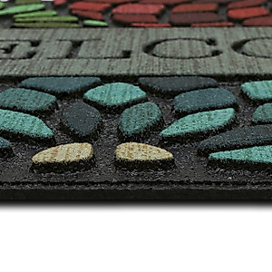 Mohawk Home Entryway Door Mat 1.5' x 2.5' All Weather Doormat Outdoor Non Slip Recycled Rubber, Welcome Stained Glass Floret