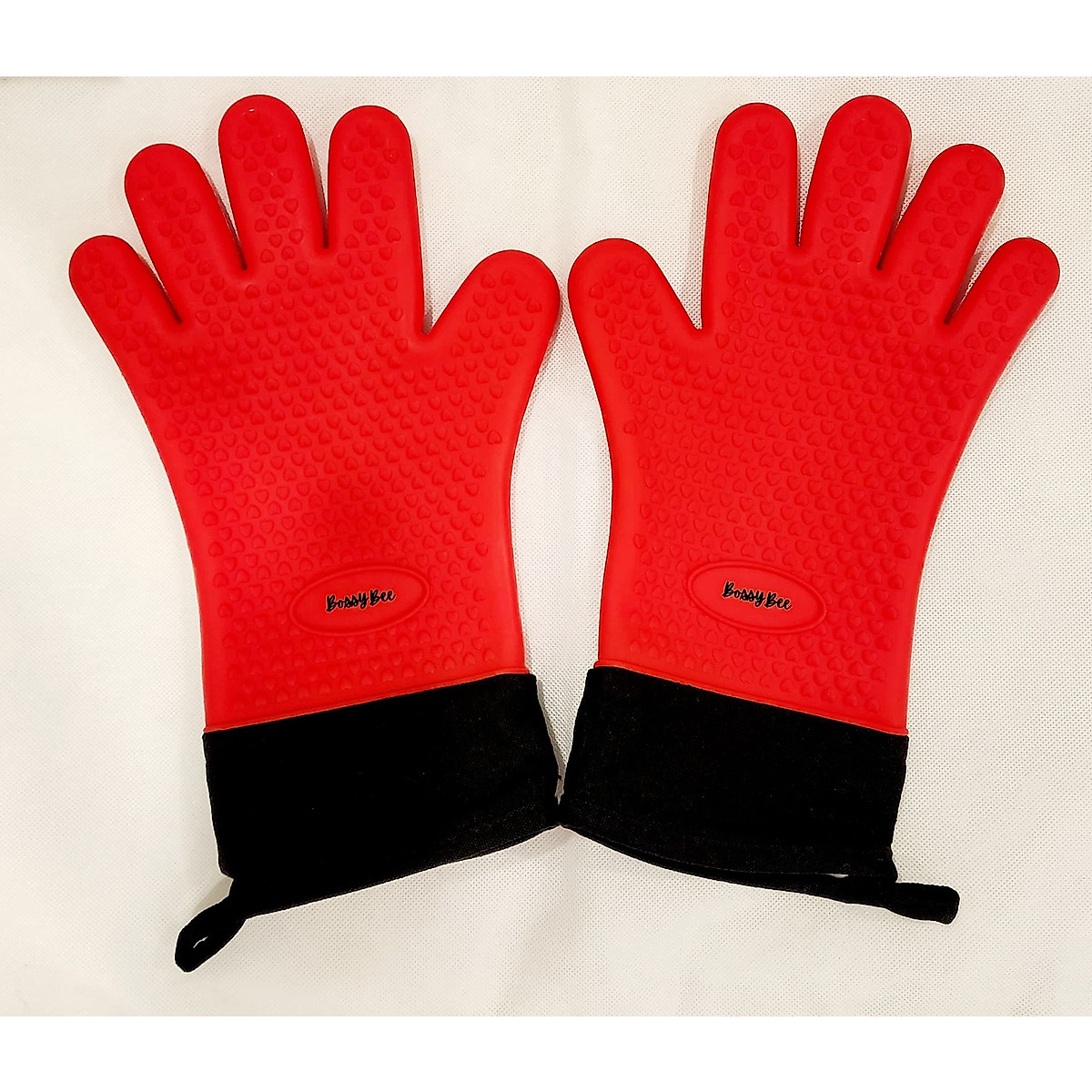 High Heat Resistant Silicone Oven Mitts Potholders Grilling Gloves, Non-Slip Five Finger Grip, Extended Wrist Protection, BBQ Camping Smoker Fryer Kitchen & Cooking (Orange)