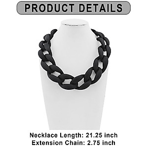 Firstmeet Chunky Acrylic Necklace Smooth Chain Link Cool Statement Choker Cuban Style Jewelry Gift for Women(XL-1118-Black matte)