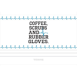 Tervis Traveler Nurse Life - Coffee, Scrubs, and Rubber Gloves Triple Walled Insulated Tumbler Travel Cup Keeps Drinks Cold & Hot, 30oz with Straw Lid, Stainless Steel