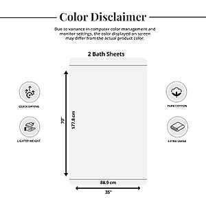 Tens Towels Large Bath Sheets, 100% Cotton, 35x70 inches Extra Large Bath Towel Sheets, Lighter Weight, Quicker to Dry, Super Absorbent, Oversized Bath Towels (Black)