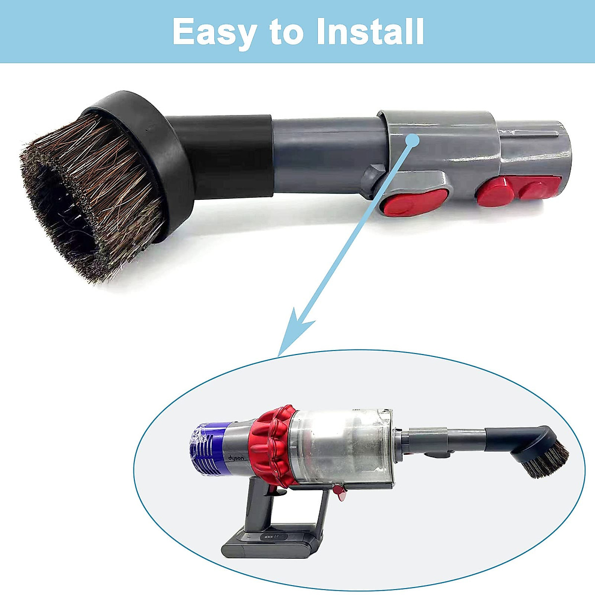 Horse Hair Brush V15 Vacuum Attachment Adapter Compatible for Dyson V8 V15 V10 V11 V7 V6 Vacuum Cleaner,Horse Hair 1.25" Vacuum Brush Attachment Hose Adapter