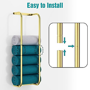Towel Rack Wall Mounted, Bathroom Towel Storage, Stainless Steel Towel Racks for Bathroom, Bath Towel Holder Organizer for Folded Large Towel Washcloths, Easy to Install, Silver
