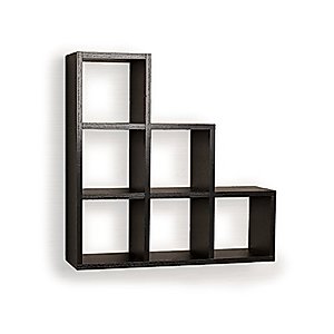 Danya B Stepped Six Cubby Decorative Black Wall Shelf