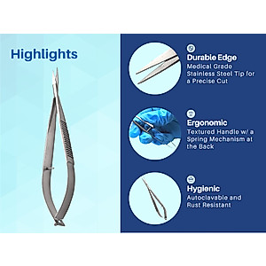 Castroviejo Scissors 5.5 inches STRAIGHT stitch cutting embroidery spring action extra sharp ARTMAN