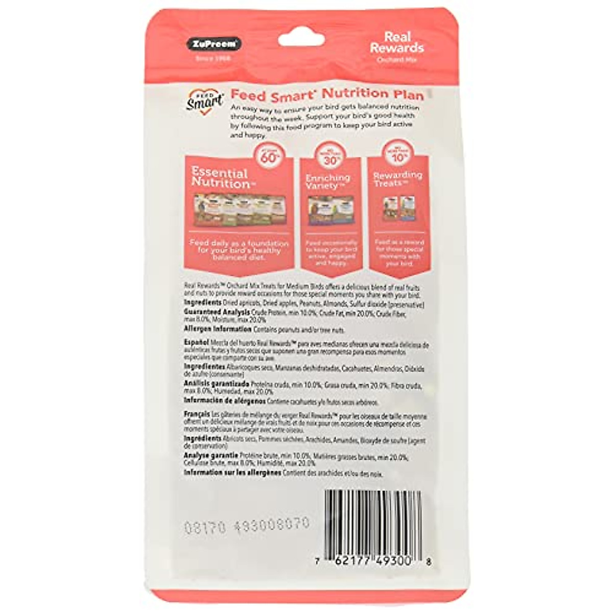 Real Rewards Orchard Mix Medium Bird Treats By Zupreem 6 OZ