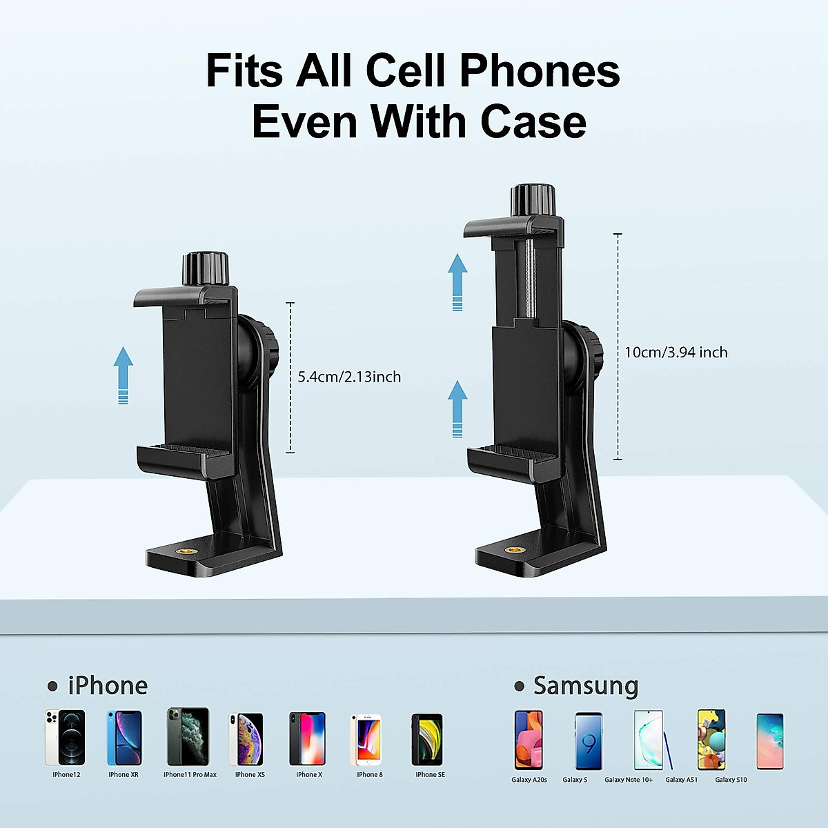 6amLifestyle Cell Phone Tripod Mount Adapter with Tripod Ball Head 360° Rotatable for Universal Smartphone Samsung Galaxy iPhone Holder for Tripod Selfie Stick Monopod Etc