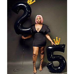 Black 5 Balloon, 40 Inch Number Balloon, Black and Gold Party Supplies, 5th Birthday Balloon Decorations, 5 15 25 35 50 Number Balloons, Number 5 Balloon