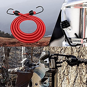 SGT KNOTS - Bungee Cord with Hooks | Marine Grade Shock Cord with 2 Hooks - Heavy Duty Elastic Cord - Bunjie Cords Strap - Bungees for Tie Downs, Camping, & Cars (24 in - Black, 4Pack)