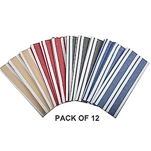 Lushomes Stripes Kitchen Towels, Set of 12, Cotton Super Soft and Absorbent Dish Towels for Kitchen Decoratives, Baking and Crafting, 16X28 Inch, Beige/Red/Grey/Blue