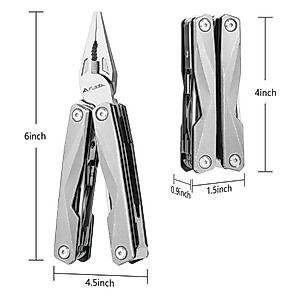 FLISSA Multitool, 16-in-1 Stainless Steel Multi Tool, EDC Multitool with Pocket Knife, Screwdriver, Pliers, Safety Locking and Sheath, Utility Multi-Tool for Camping Survival Outdoor Activities