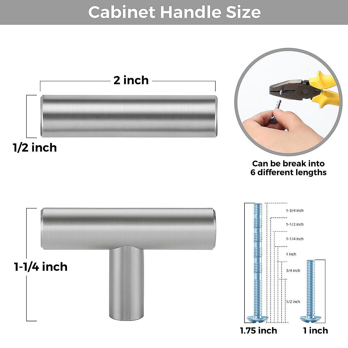 30-Pack 2in Brushed Nickel Cabinet Knobs - Silver Pulls for Kitchen Cabinets and Dressers